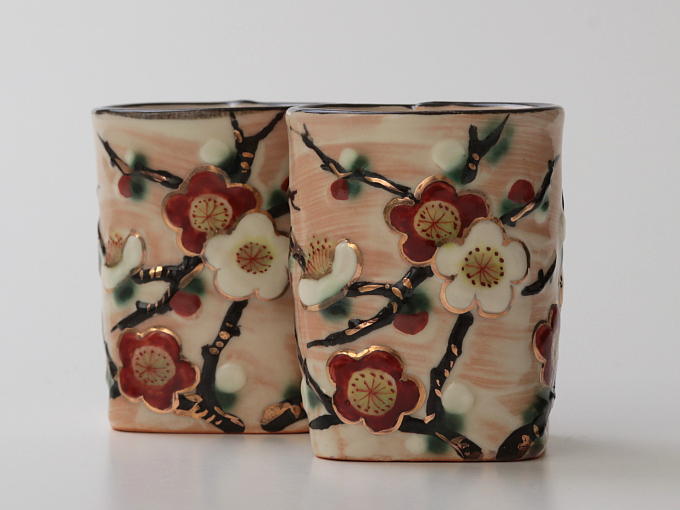 [Limited] UKI HANA UME - pair (handcrafted Teacup) - JAPANESE GREEN TEA | HIBIKI-AN